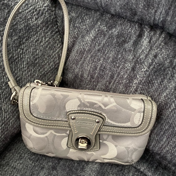 Coach | Bags | Coach Grey Signature Wristlet Wallet Purse | Poshmark